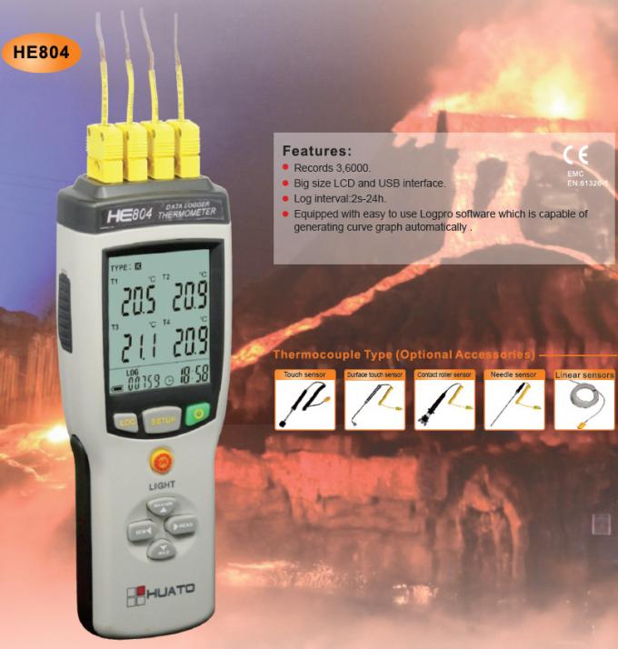 Thermoelement-Datenlogger-multi Kanal-Thermoelement-Leser des Kanal-HE804 4